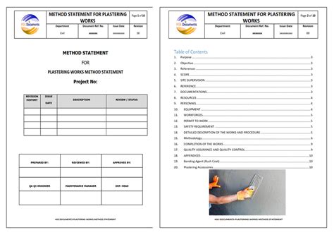 Qhse Documents Plastering Works Method Statement