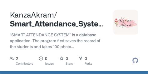 GitHub KanzaAkram Smart Attendance System SMART ATTENDANCE SYSTEM Is A Database Application