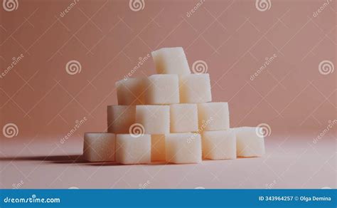 Sugar Cubes Stacked On Pink Background Representing Sugar Consumption Stock Image Image Of