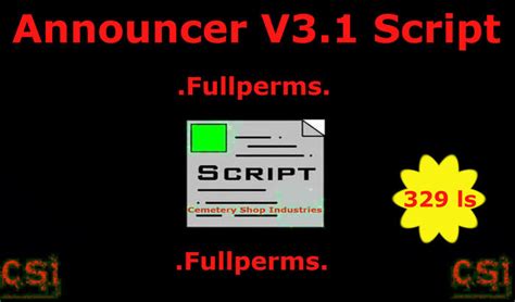 Second Life Marketplace Announcer V3 1 Script Box