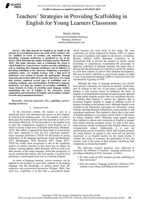 Pdf Teachers Strategies In Providing Scaffolding In English For Young Learners Classroom