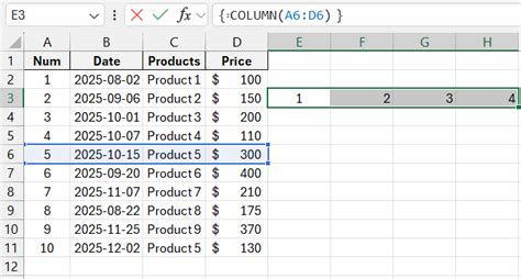 Examples Of Formulas On How To Use Column Function In Excel