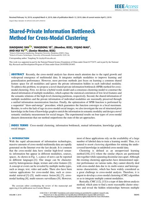Pdf Shared Private Information Bottleneck Method For Cross Modal Clustering