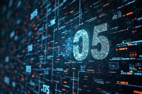 Digital Data Network With Number Sequences And Code Patterns Stock