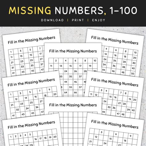 fill in the missing numbers 1 100 100s chart missing numbers no prep