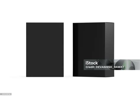 고립 된 흰색 배경에 검은 색 빈 골판지 패키지 상자 모형 템플릿 디자인 프리젠 테이션 준비 3d 일러스트 입방체에 대한 스톡