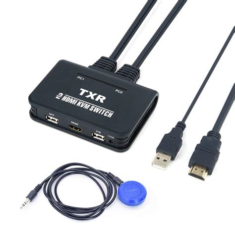 Amazon Com HDMI KVM Switch Button Switcher USB Port With Cable For Monitor Keyboard Mouse