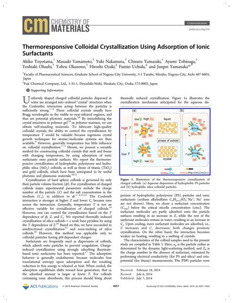 Pdf Thermoresponsive Colloidal Crystallization Using Adsorption Of