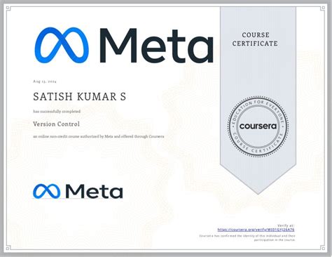 Meta Coursera Frontenddevelopment Git Github Versioncontrol Continuouslearning Satish