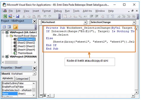 Belajar Microsoft Excel Mengisi Data Pada Beberapa Worksheet Sekaligus