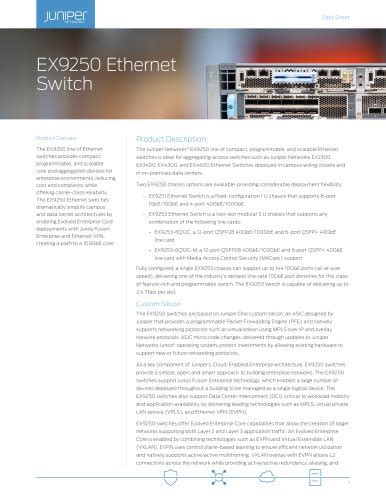 EX Ethernet Switch Juniper Networks PDF Catalogs Technical Documentation Brochure