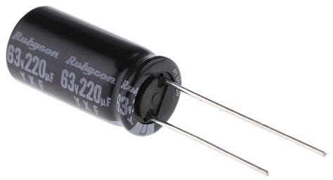 63YXF220M10X20 Rubycon Rubycon 220μF Aluminium Electrolytic Capacitor 63V dc Radial Through
