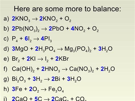 Balancing Equations 2