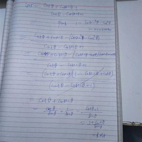 Cot Theta Csc Theta 1 Cot Theta Csc Theta 1 1 Cos