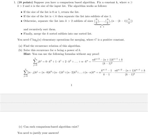 Solved 1 18 Points Suppose You Have A Comparison Based