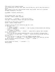 Flow Control Lab Sample Program For Asking User S Name Age Course Hero