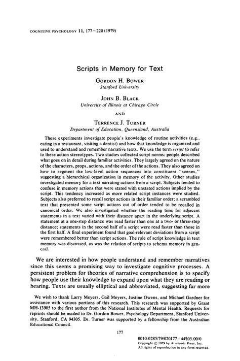 [pdf] Scripts In Text Comprehension And Memory