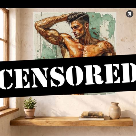 Gay Male Nude Canvas Art Muscular Man Wall Decor Sensual Queer Bedroom