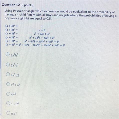 Question Points Using Pascal S Triangle Which Chegg