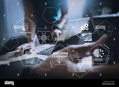 Machine learning technology diagram with artificial intelligence (AI),neural network,automation ...