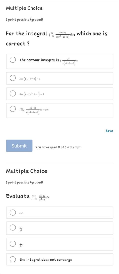 Solved Multiple Choice 1 point possible (graded) Evauate som | Chegg.com
