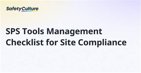 Sps Tools Management Checklist For Site Compliance Free Template