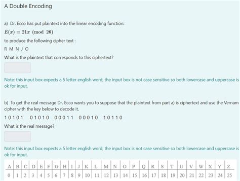 Solved A Double Encoalng A Dr Ecco Has Put Plaintext Into