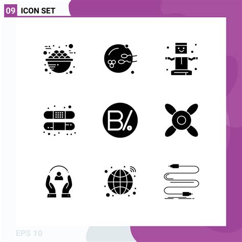 Mobile Interface Solid Glyph Set Of 9 Pictograms Of Balboa Bandage Sex Band Magic Editable