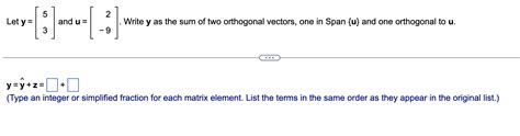 solved 5 2 my let y and u write y as the sum of two