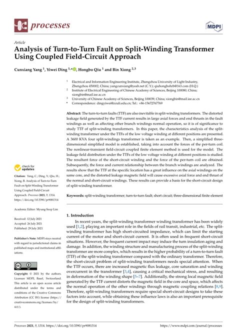 Pdf Analysis Of Turn To Turn Fault On Split Winding Transformer Using Coupled Field Circuit