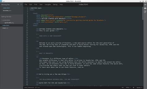 Brackets From Adobe Open Source Editor For Web Designers Review Ubuntu Installation TuxArena