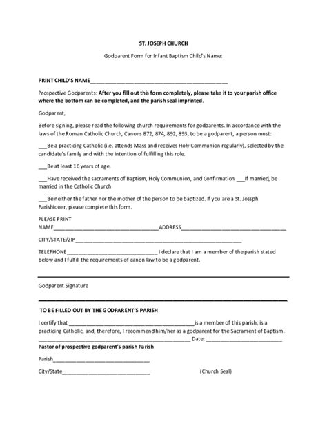 Fillable Online Baptism Information And Request Form Fax Email Print