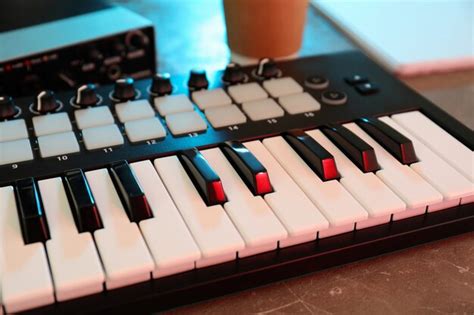 Premium Photo Musician Workplace With Midi Keyboard Close Up