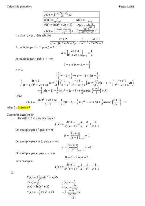 Exercices Calculs De Primitives Pdf