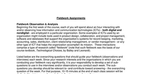 Fieldwork Assignments Pdf Docdroid