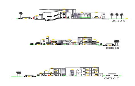 Section Detail Of Office Building Structure 2d View Layout File In Autocad Format