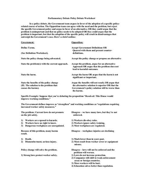 7 Debate Worksheet Examples To Download