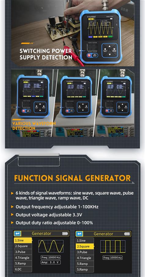 Fnirsi Dso Tc3 3 In 1 Handheld Oscilloscope Signal Generator And Transistor Tester