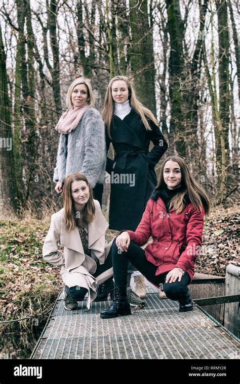 Portrait Of A Beautiful Teenage Girls In The Nature In The Forest In
