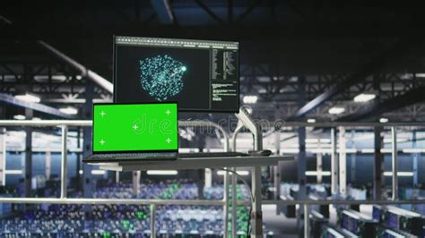 Industrial Platform Workstation Isolated Screen Laptop In Automated