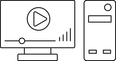 Desktop With CPU Icon In Black Outline Vector Art At Vecteezy