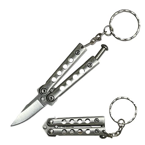 225 Inch Closed Silver Mini Butterfly Keychain Knife 6c1 10