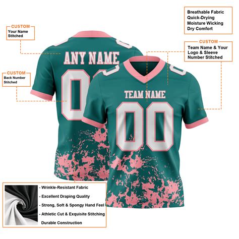 Custom Teal White Medium Pink 3d Pattern Splash Football Jersey Custom