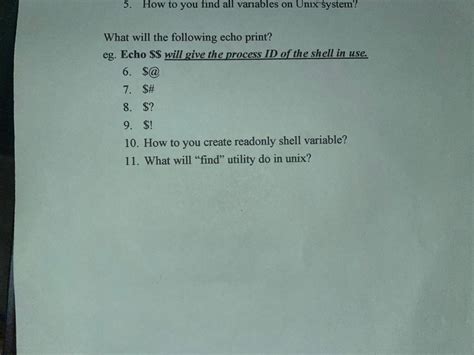 Solved 5 How To You Find All Variables On Unix System What
