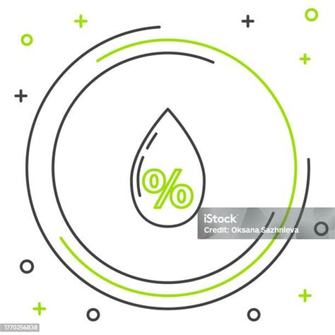 검은 색과 녹색 선 흰색 배경에 고립 된 물방울 백분율 아이콘입니다 습도 분석 다채로운 윤곽선 개념 벡터 일러스트 가리키기에 대한 스톡 벡터 아트 및 기타 이미지 Istock