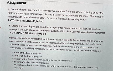 assignment 1 create a raptor program that accepts two numbers from