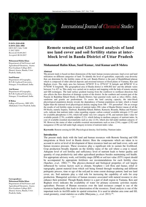 PDF Remote Sensing And GIS Based Analysis Of Land Use Land Cover And Soil Fertility Status At