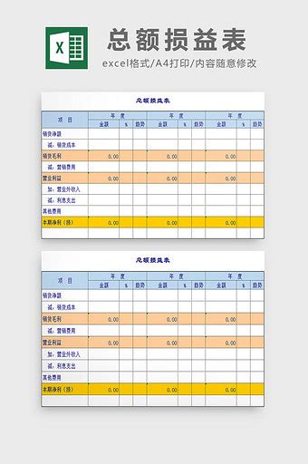 损益表excel 损益表excel图表 包图网