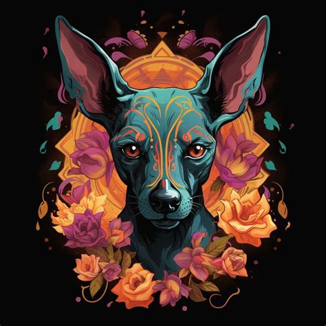 Xoloitzcuintli With Cool Blues And Intense Reds Xoloitzcuintli Poster Art Graffiti