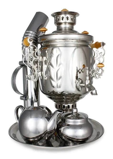 Самовар жаровой на дровах 5 л «Эксклюзивный» (никелированный) в наборе ...